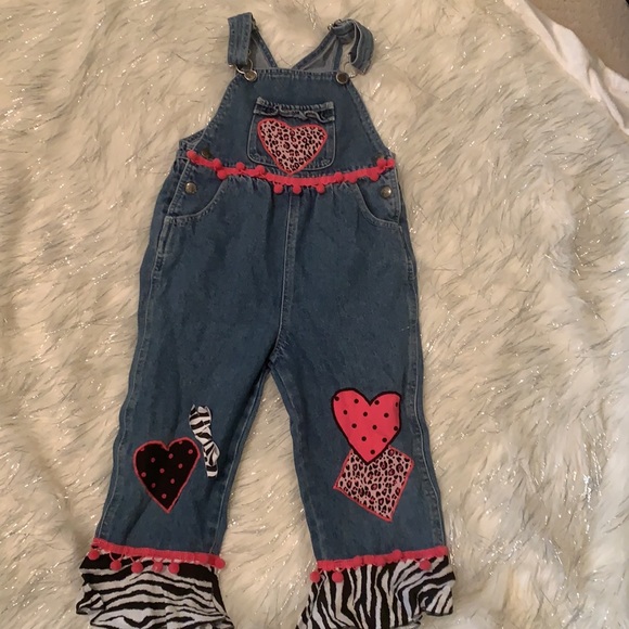 Other | Custom Made Overalls Zebra Hearts Size 5t | Poshmark